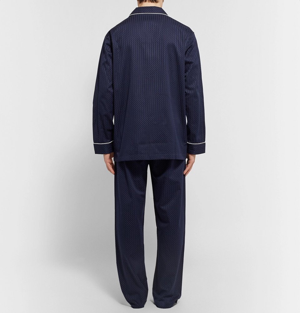 Derek Rose - Royal Pin-Dot Cotton-Jacquard Pyjama Set - Men - Navy ...