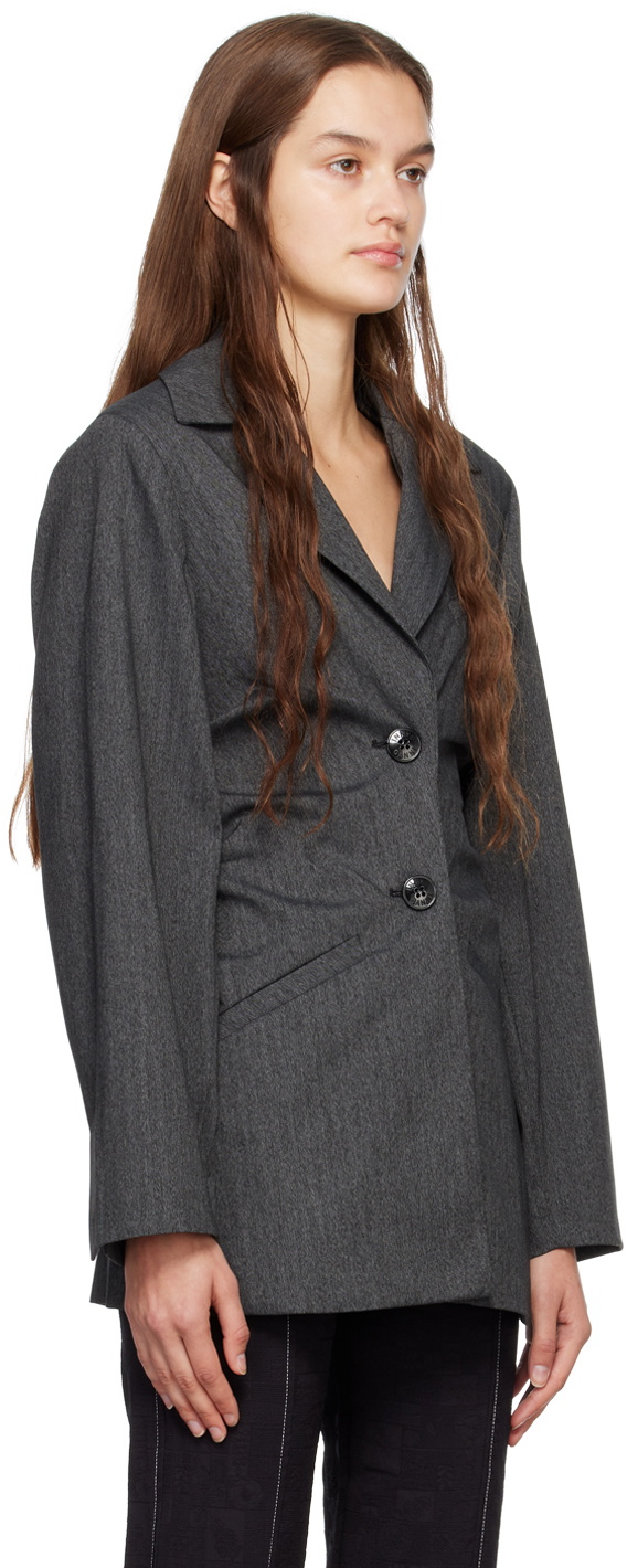 GANNI Gray Drapey Blazer GANNI
