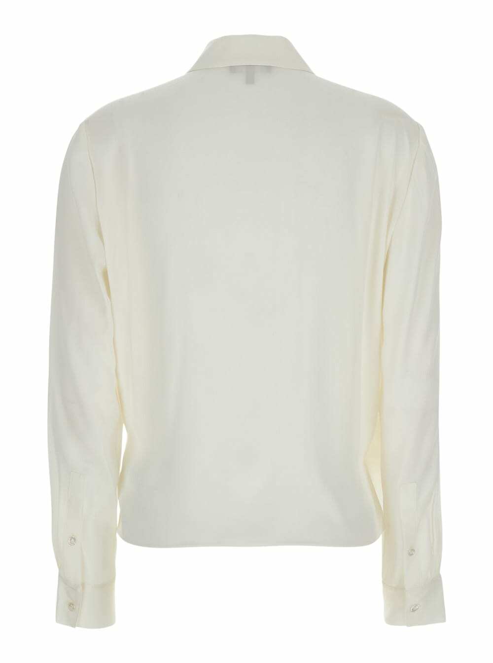 Theory White Blouse With Peak Revers And Crossover Neck In Silk Woman ...