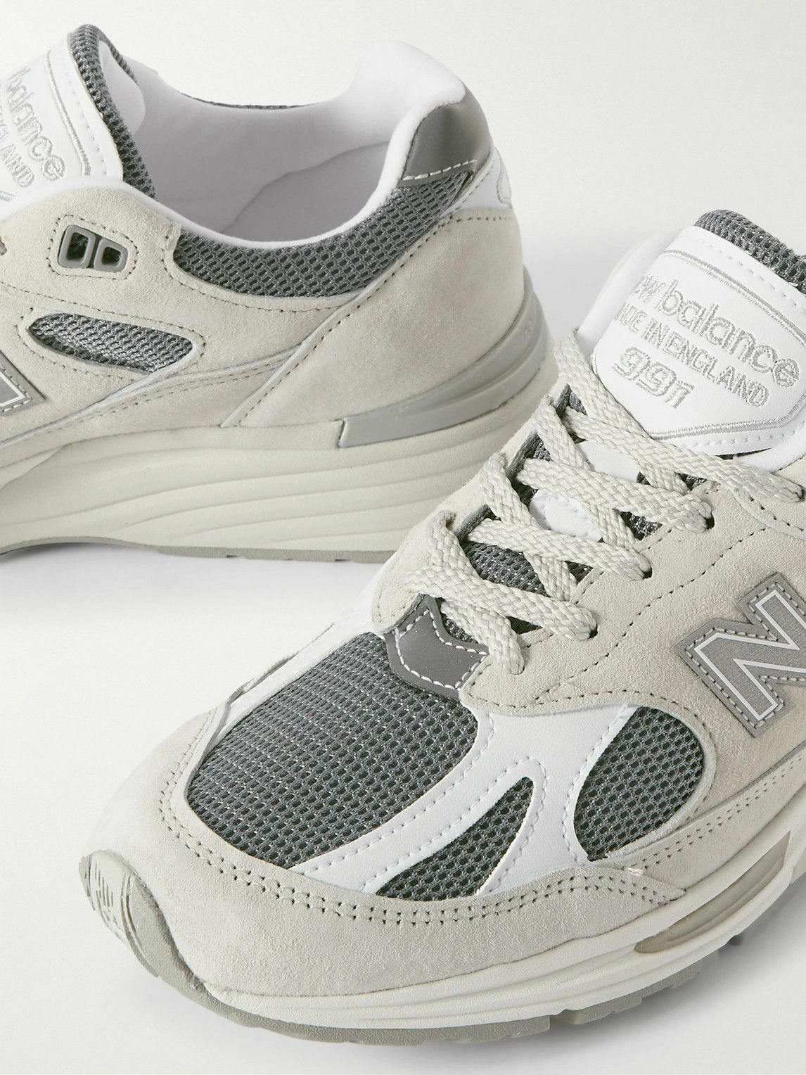 New Balance - Logo-Embroidered Mesh and Faux Leather-Trimmed Suede ...
