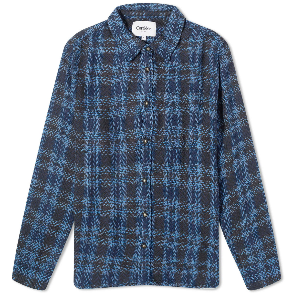 Corridor Men's Cosmic Acid Plaid Shirt in Blue Corridor
