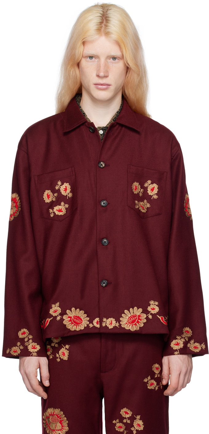 Bode Burgundy Rococo Shirt Bode
