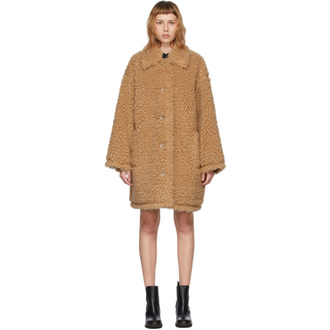 Stand Studio Beige Faux-Fur Jacey Coat Stand Studio