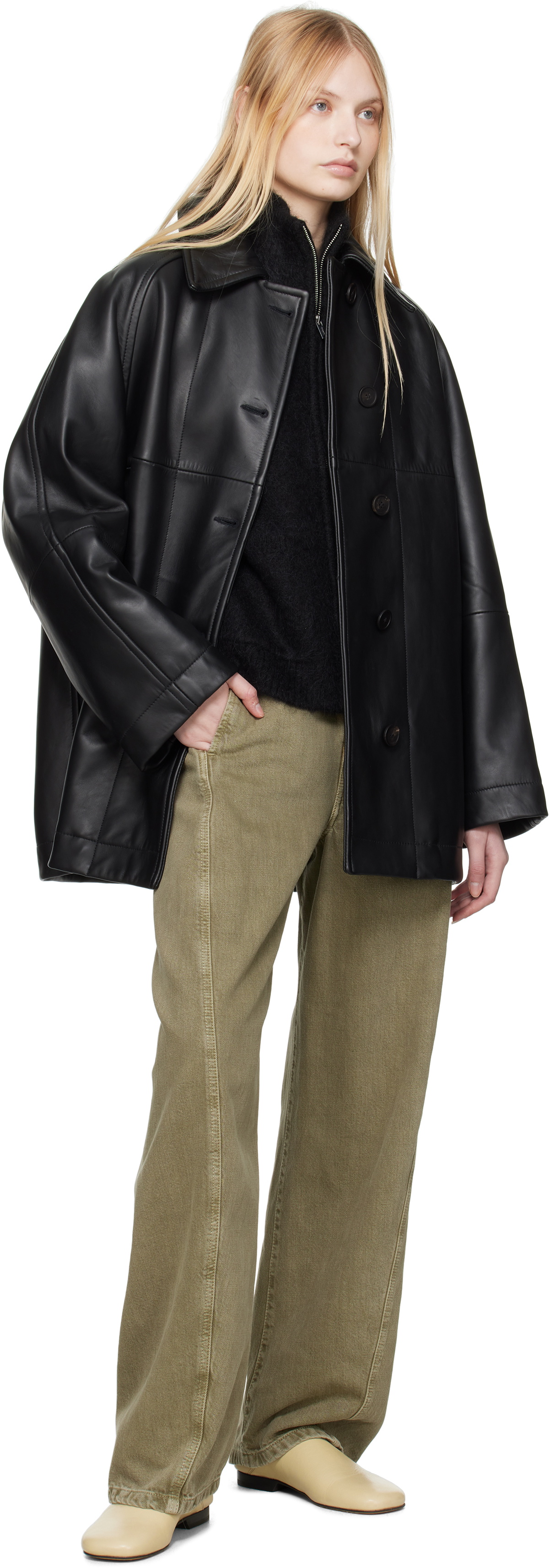 Studio Nicholson Black Ridger Leather Jacket Studio Nicholson