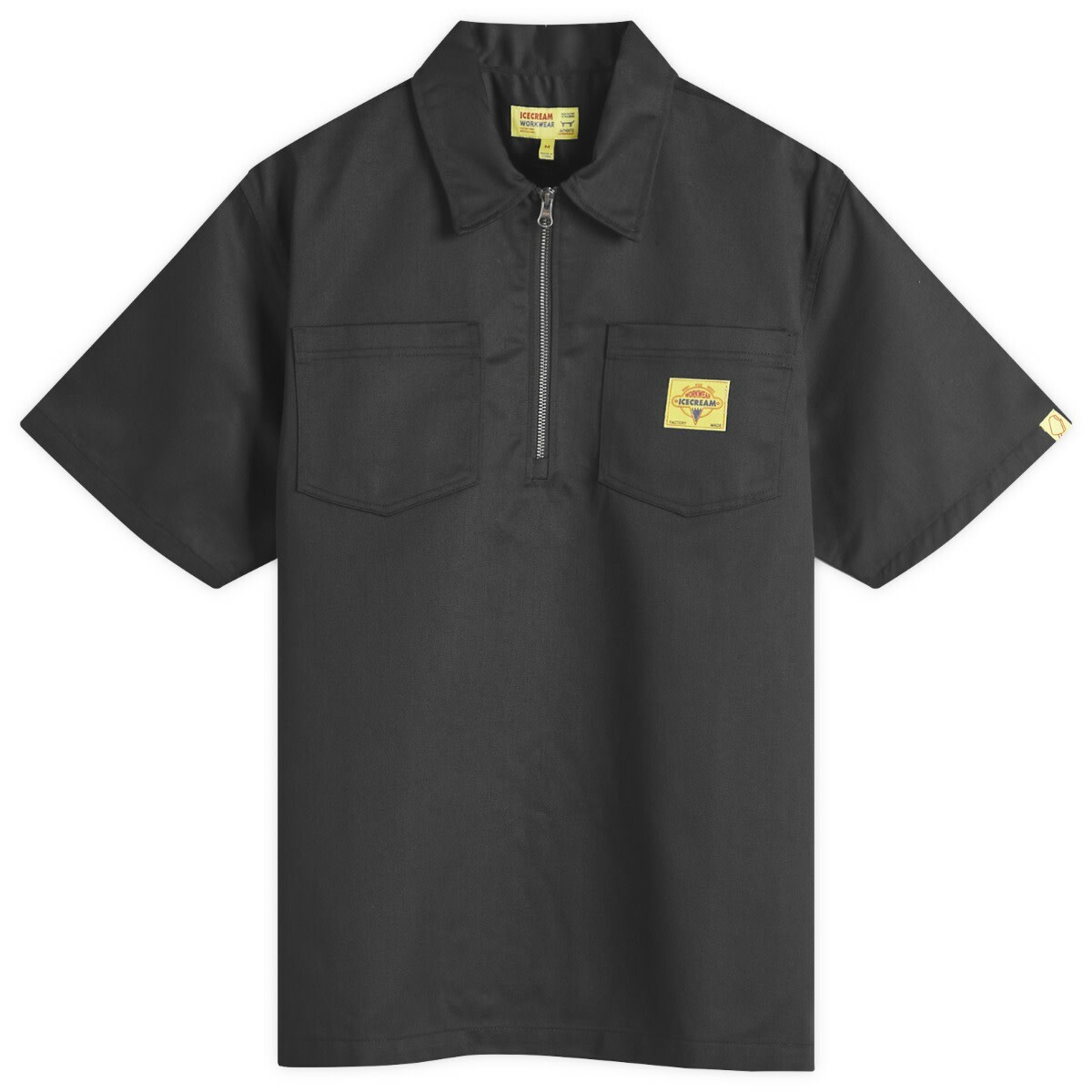 ICECREAM Men's Quarter Zip Work Shirt in Black ICECREAM