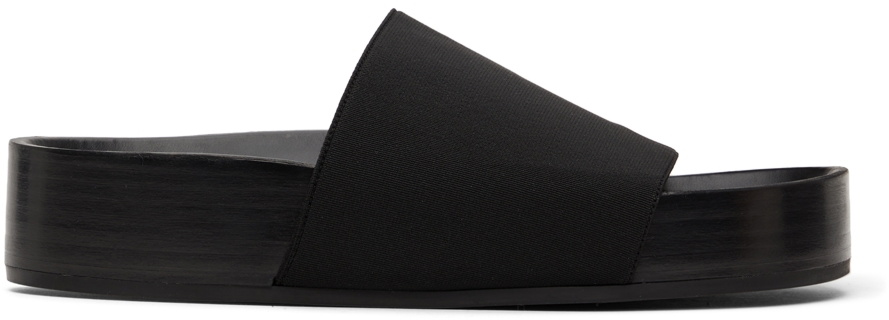 CO Black Elastic Slide Sandals CO
