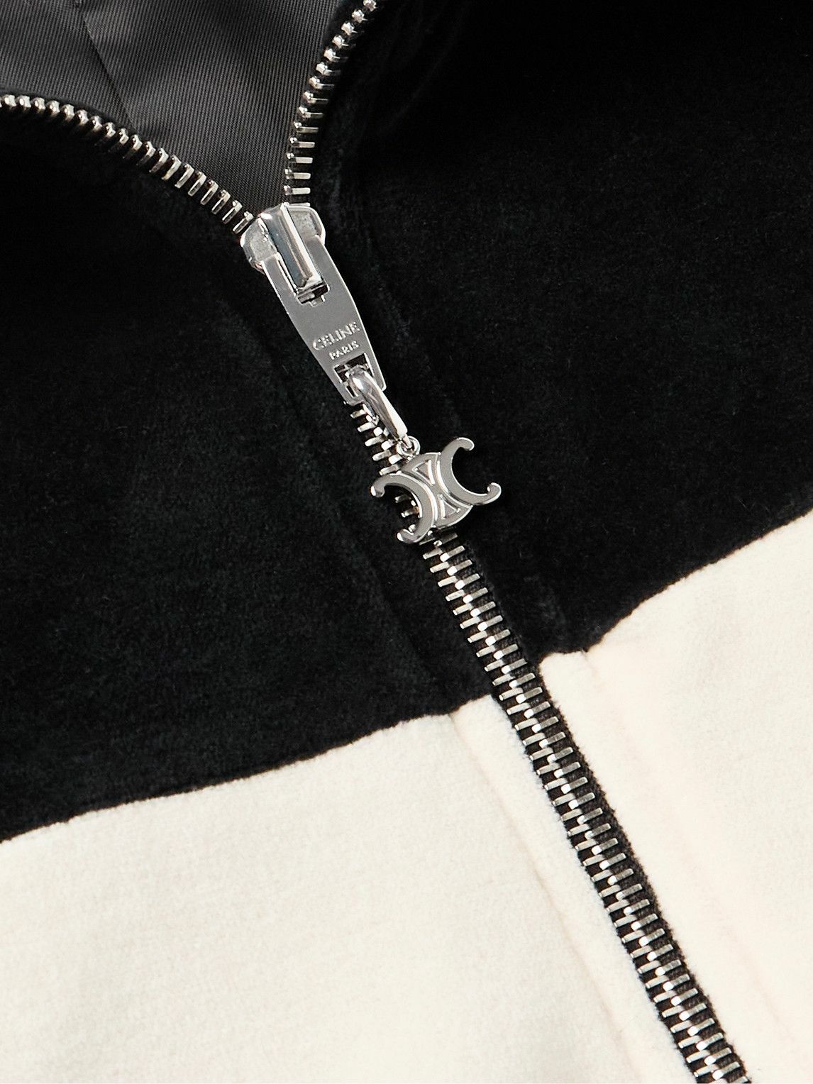 CELINE - Logo-Embroidered Cotton-Blend Velour Track Jacket - Black Celine
