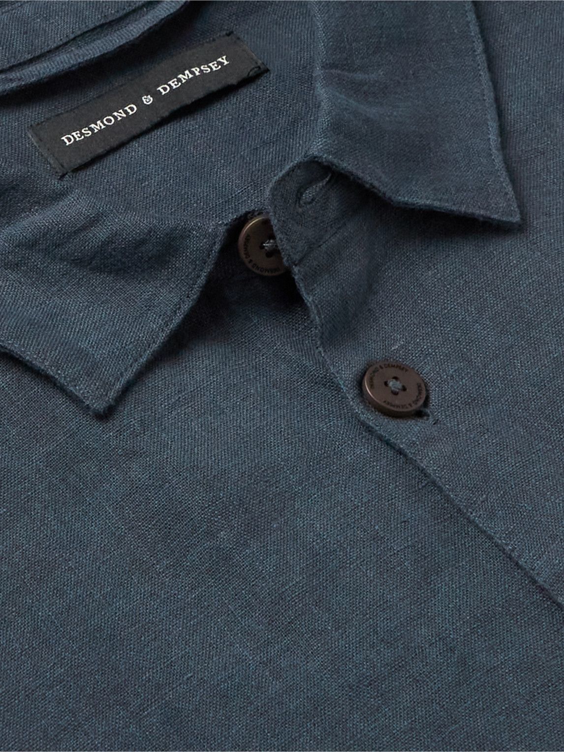 Desmond & Dempsey - Logo-Appliquéd Linen Pyjama Set - Blue Desmond ...