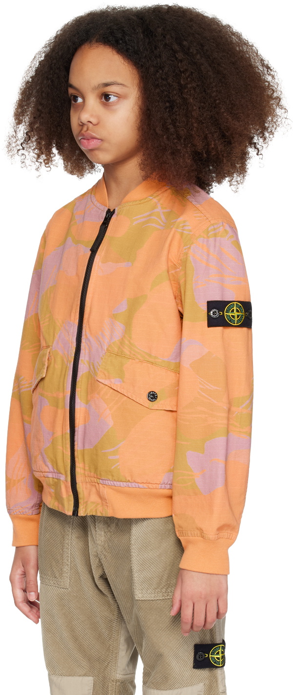 Stone Island Junior Kids Orange Patch Jacket Stone Island Junior
