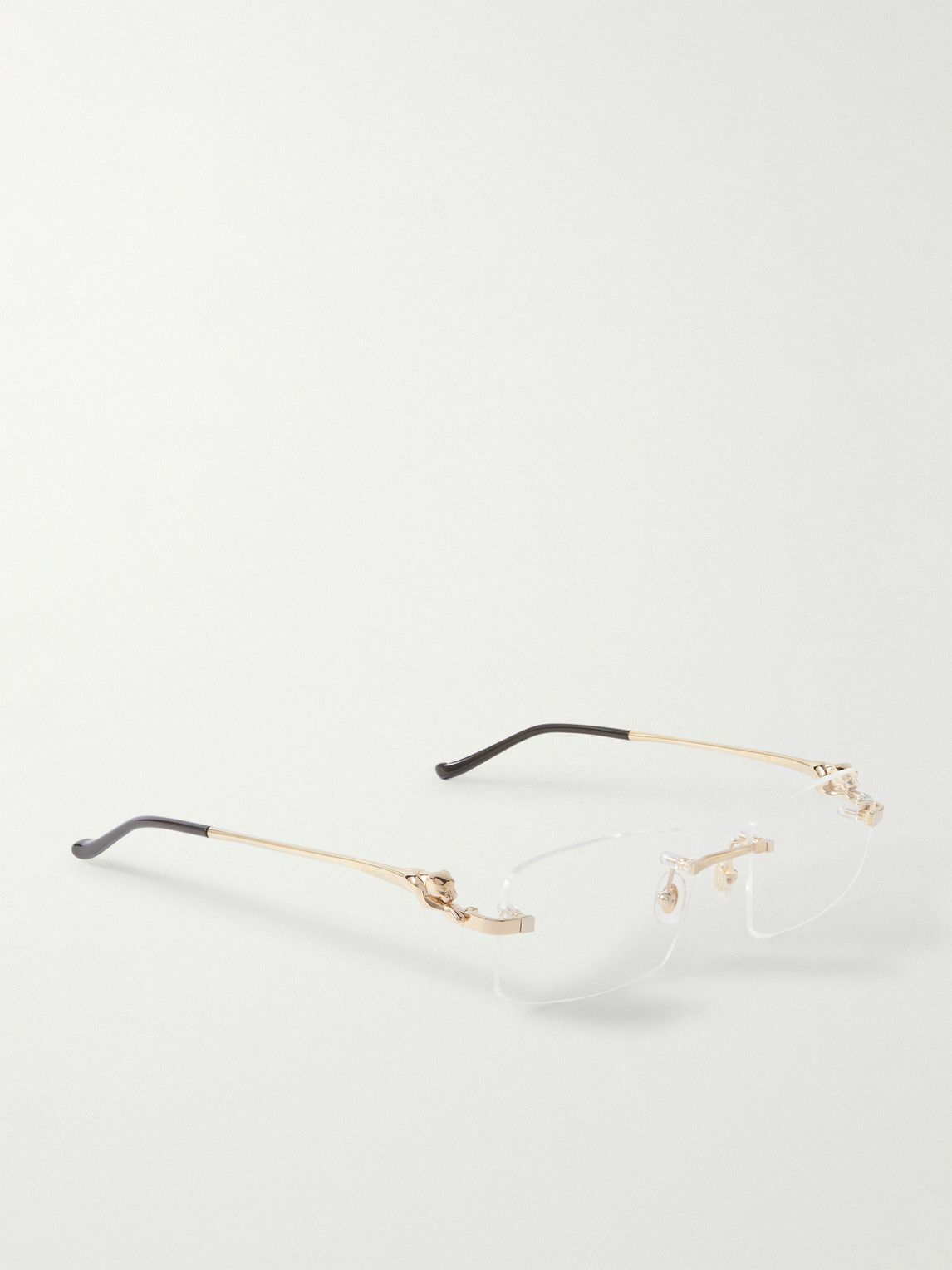 Cartier Eyewear - Panthère Rimless Rectangular-Frame Gold-Tone Optical ...
