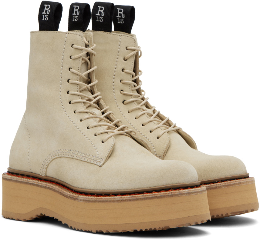 R13 Beige Single Stack Boots R13