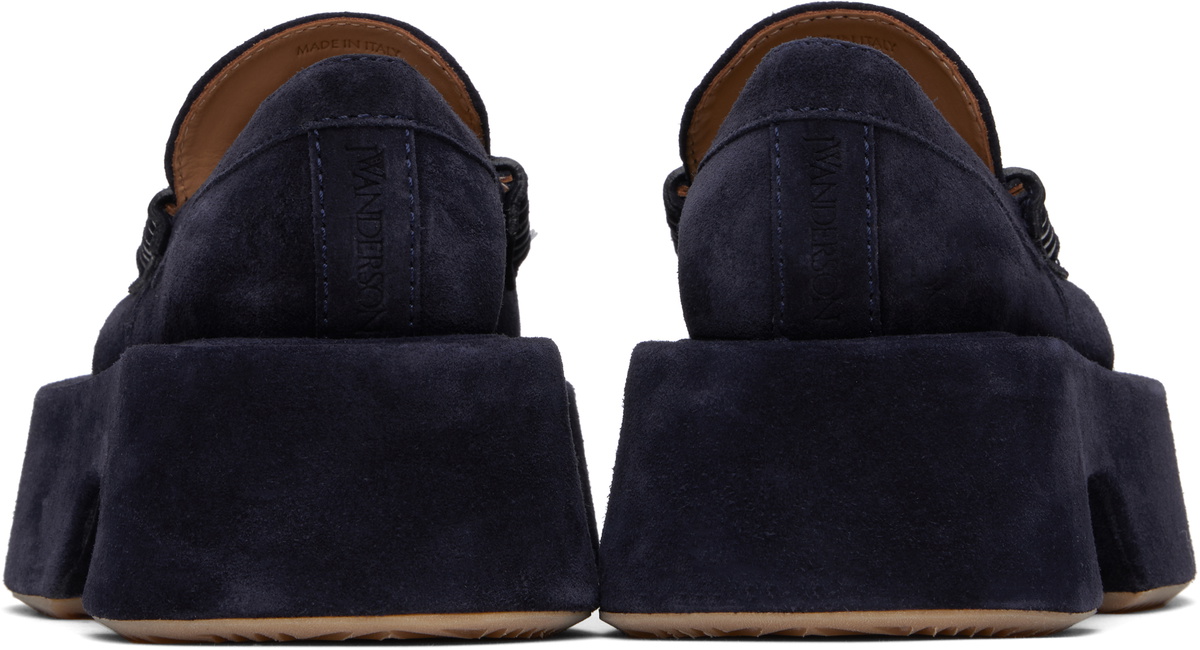 JW Anderson Navy Suede Platform Slip-on Loafers JW Anderson