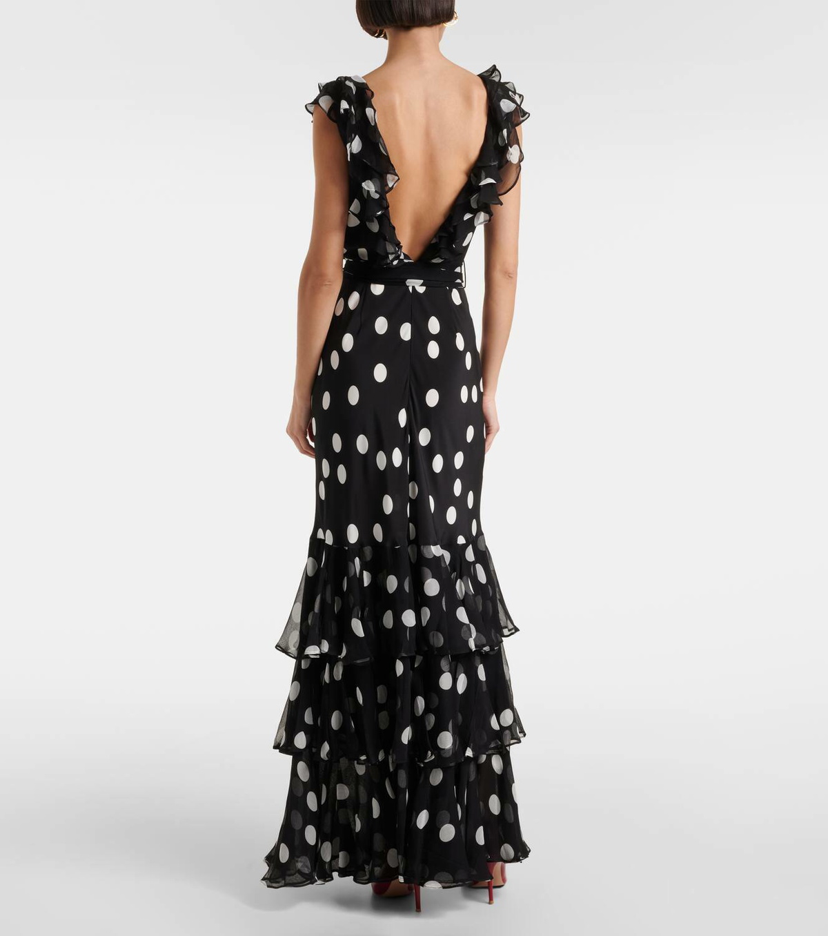 Rixo Rio polka-dot ruffled silk maxi dress Rixo