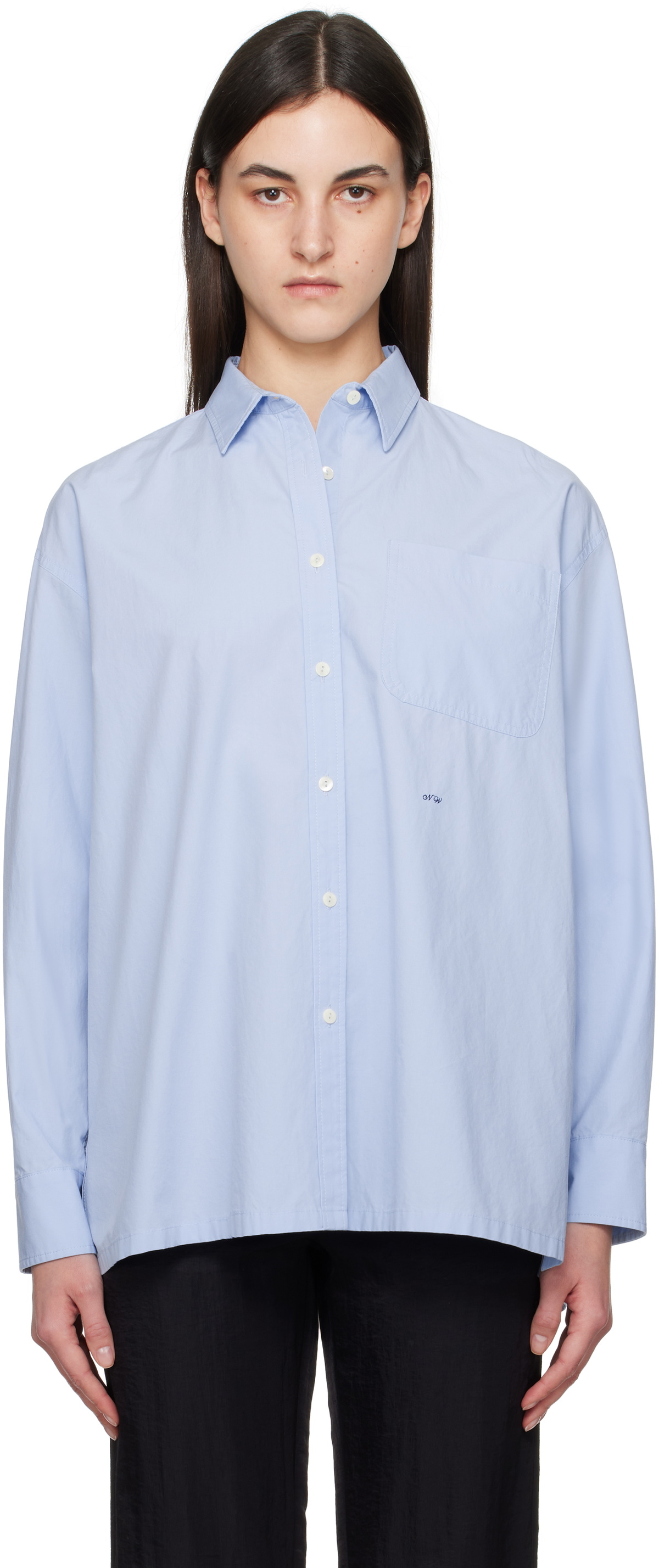Nothing Written Blue Oversized NW Logo Shirt NOTHING WRITTEN