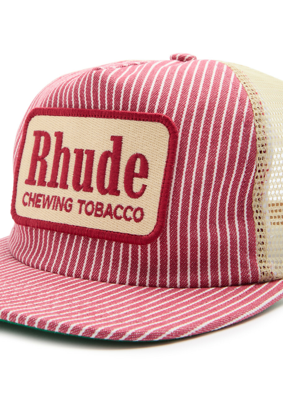 Rhude Logo Striped Canvas Trucker cap - Red - One Size Rhude