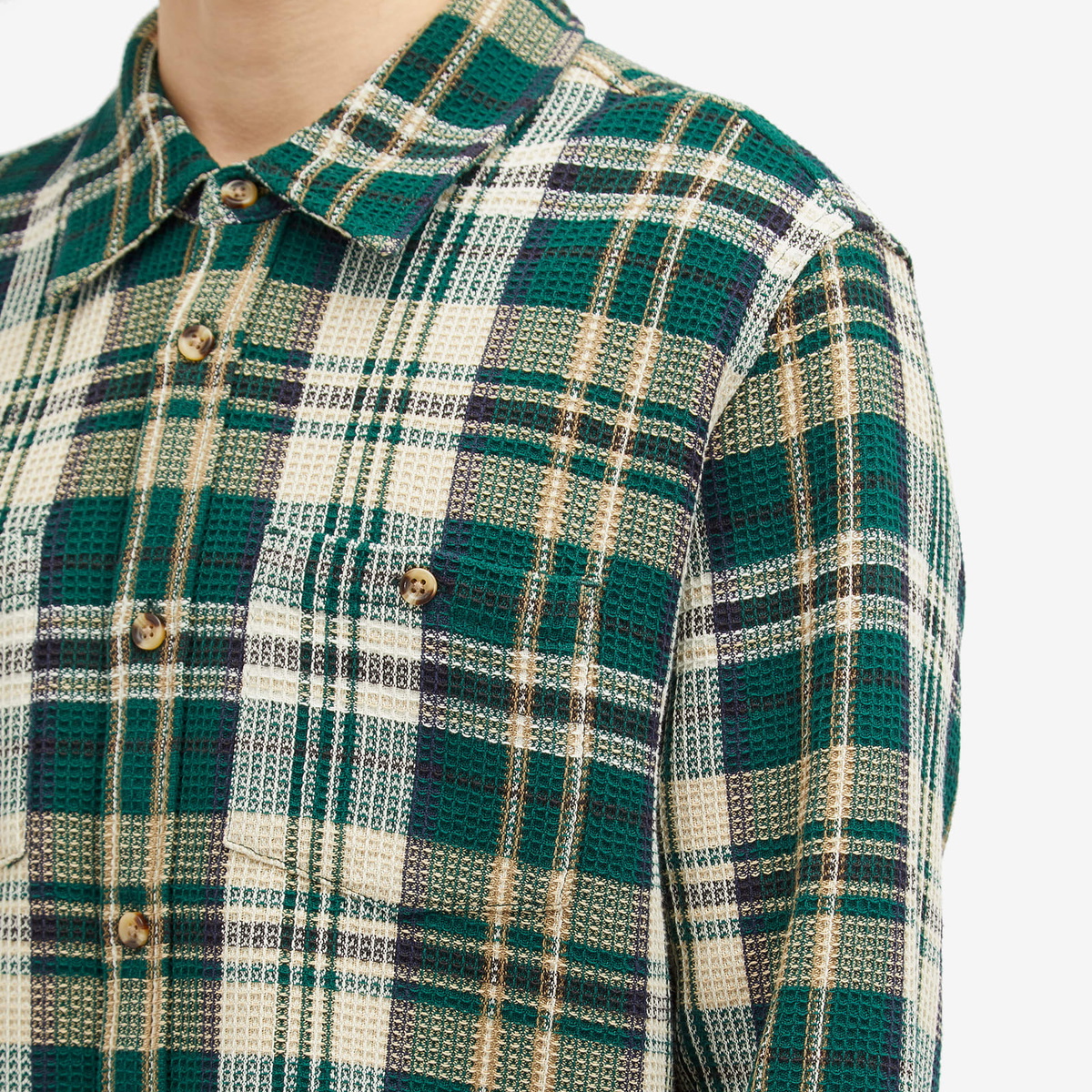 Corridor Men's Waffle Madras Shirt in Green Corridor