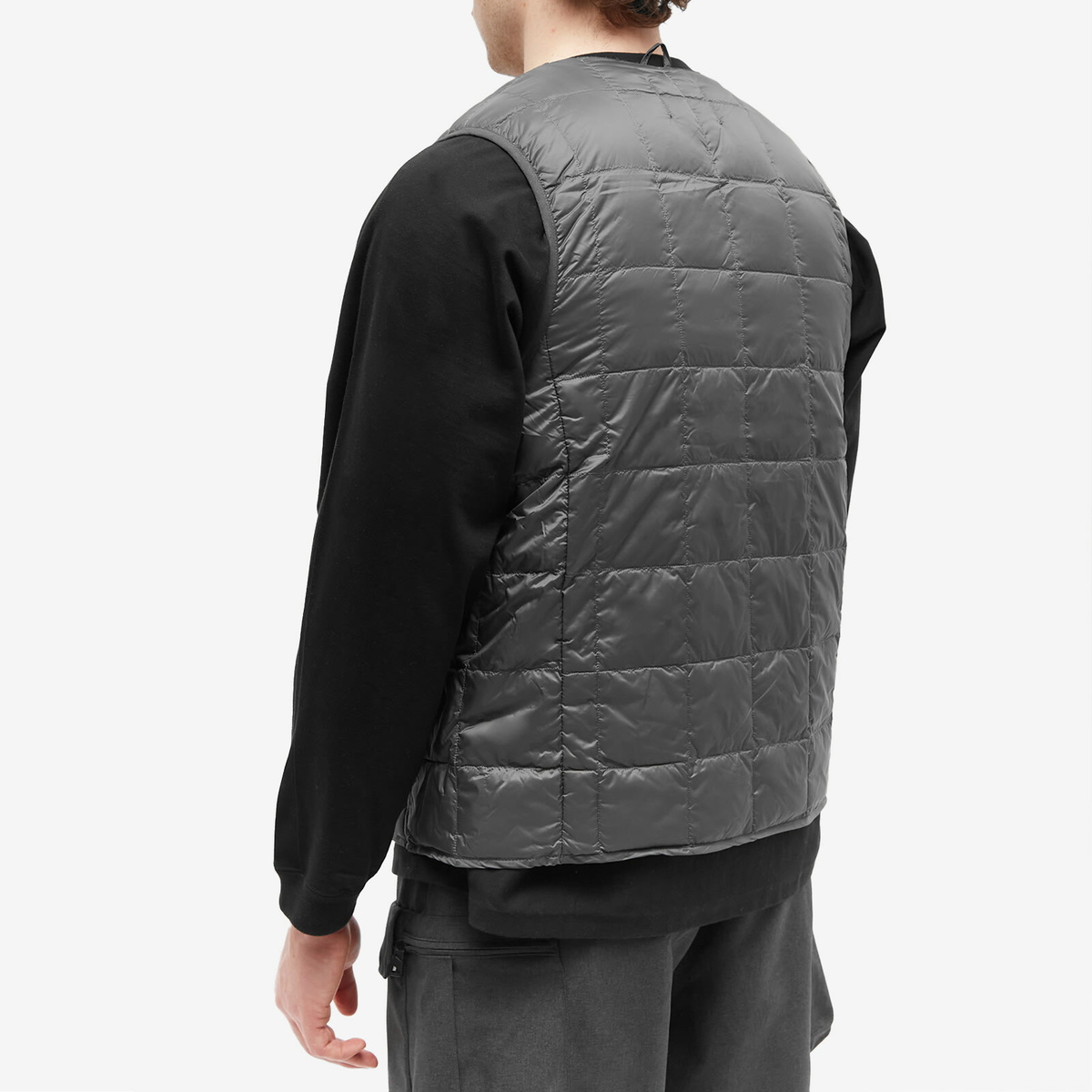 Taion Men's V-Neck Down Vest in Dark Charcoal Taion Extra