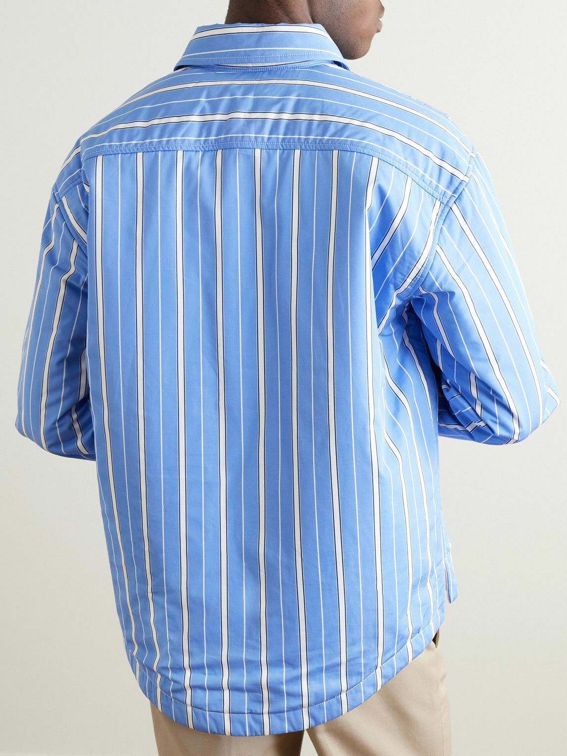 Jacquemus - Logo-Embroidered Padded Striped Cotton-Poplin Overshirt ...