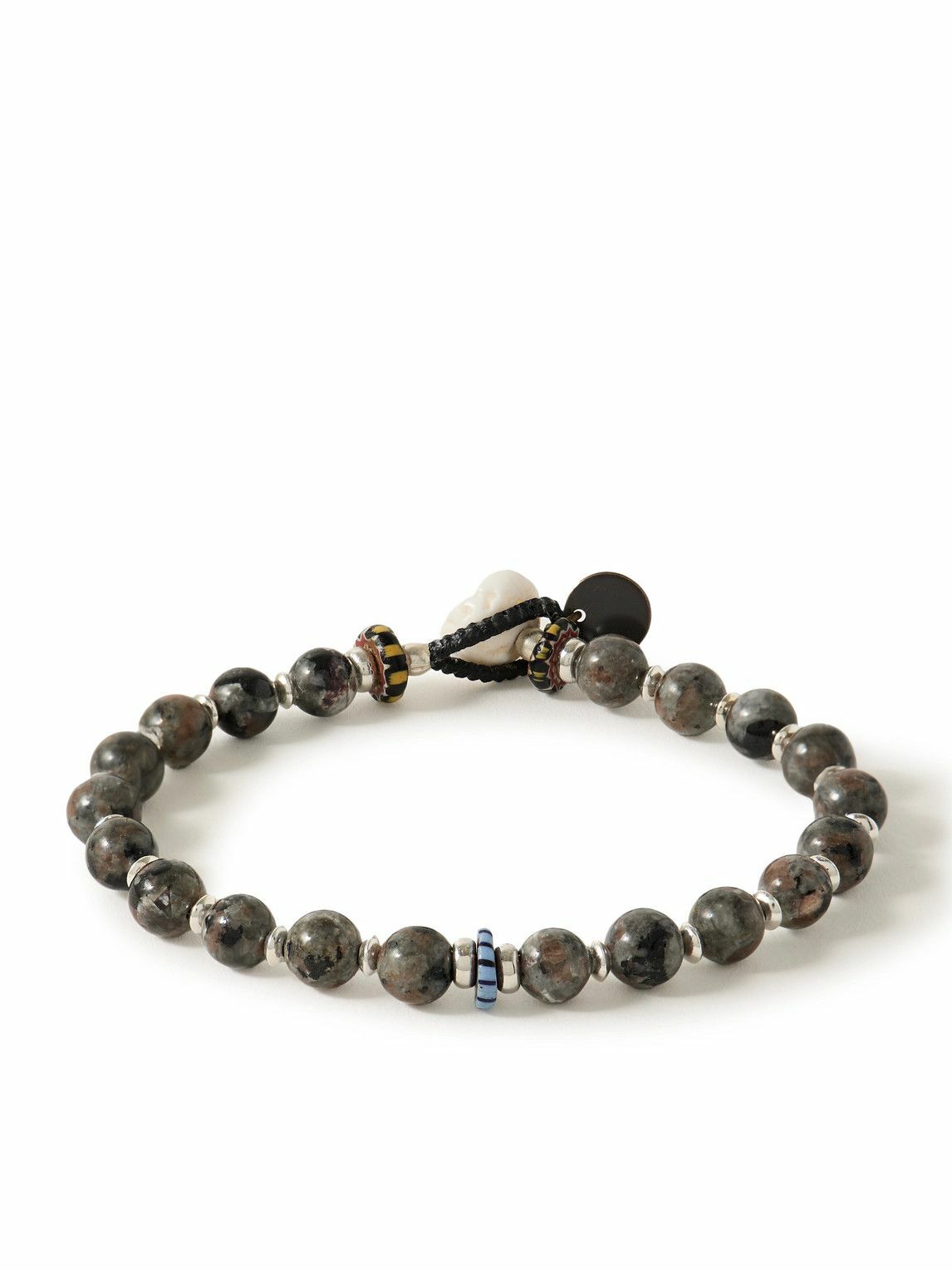 Mikia - Silver, Yooperlite and Shell Beaded Bracelet - Gray Mikia