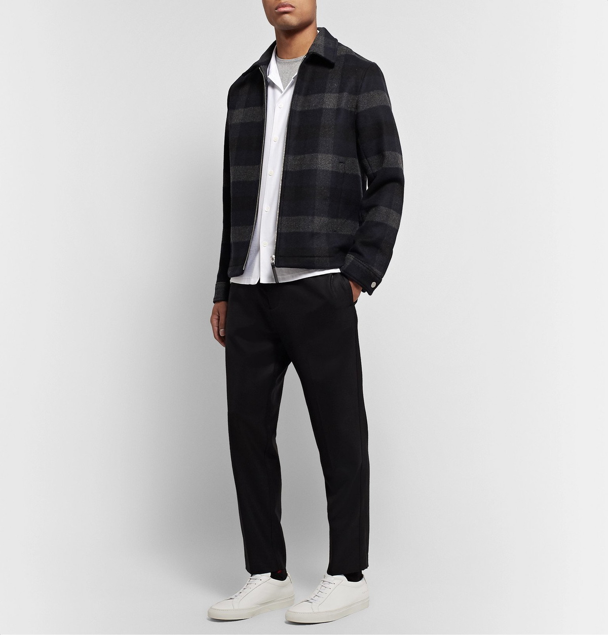 Theory - Wyatt Checked Wool-Blend Jacket - Black Theory