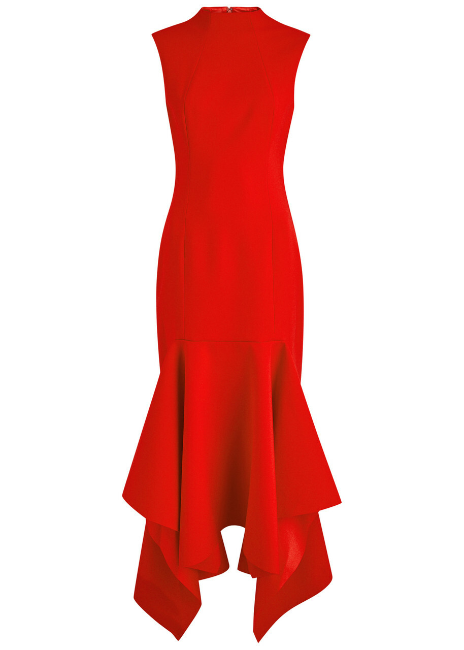 Solace London Trinity Crepe Midi Dress Red Solace London
