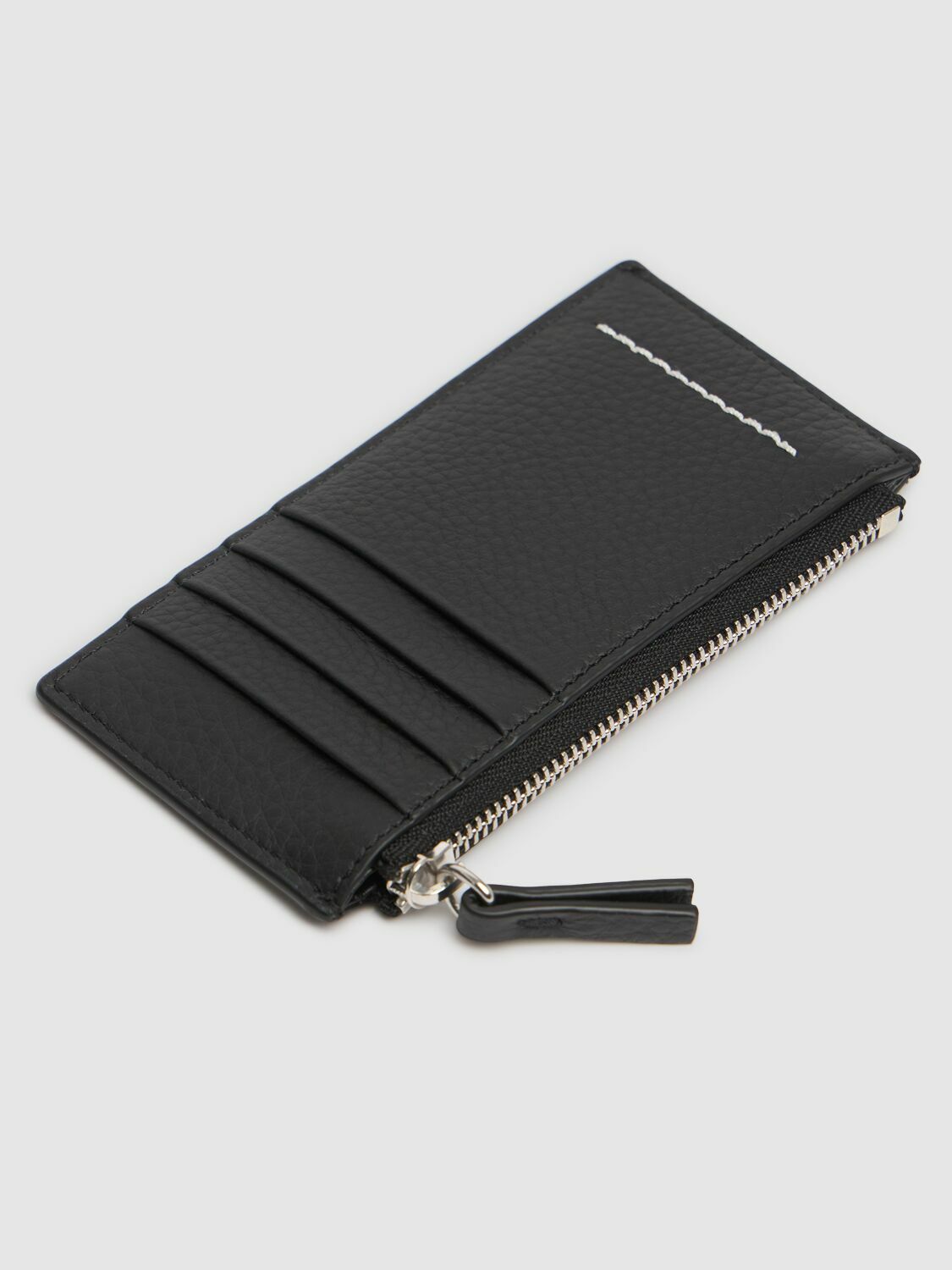 MM6 MAISON MARGIELA Signature Leather Zip Card Holder MM6 Maison Margiela