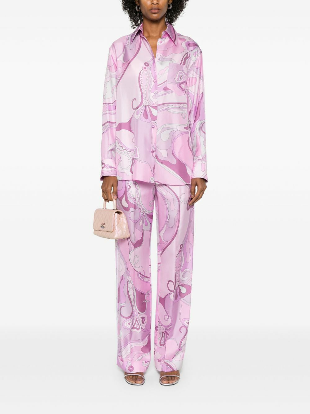 PUCCI Pink Orchidee-Print Trousers Emilio Pucci