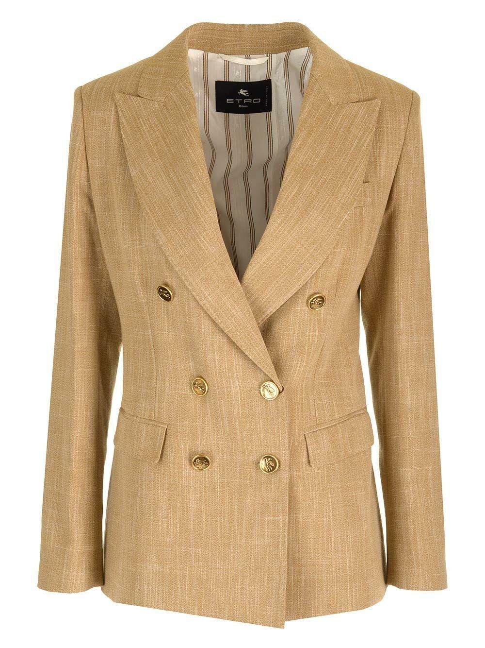 Etro Slub-texture Double-breasted Tailored Blazer Etro