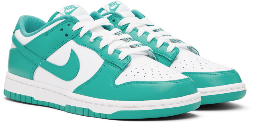 Nike White & Green Dunk Low Retro Sneakers Nike