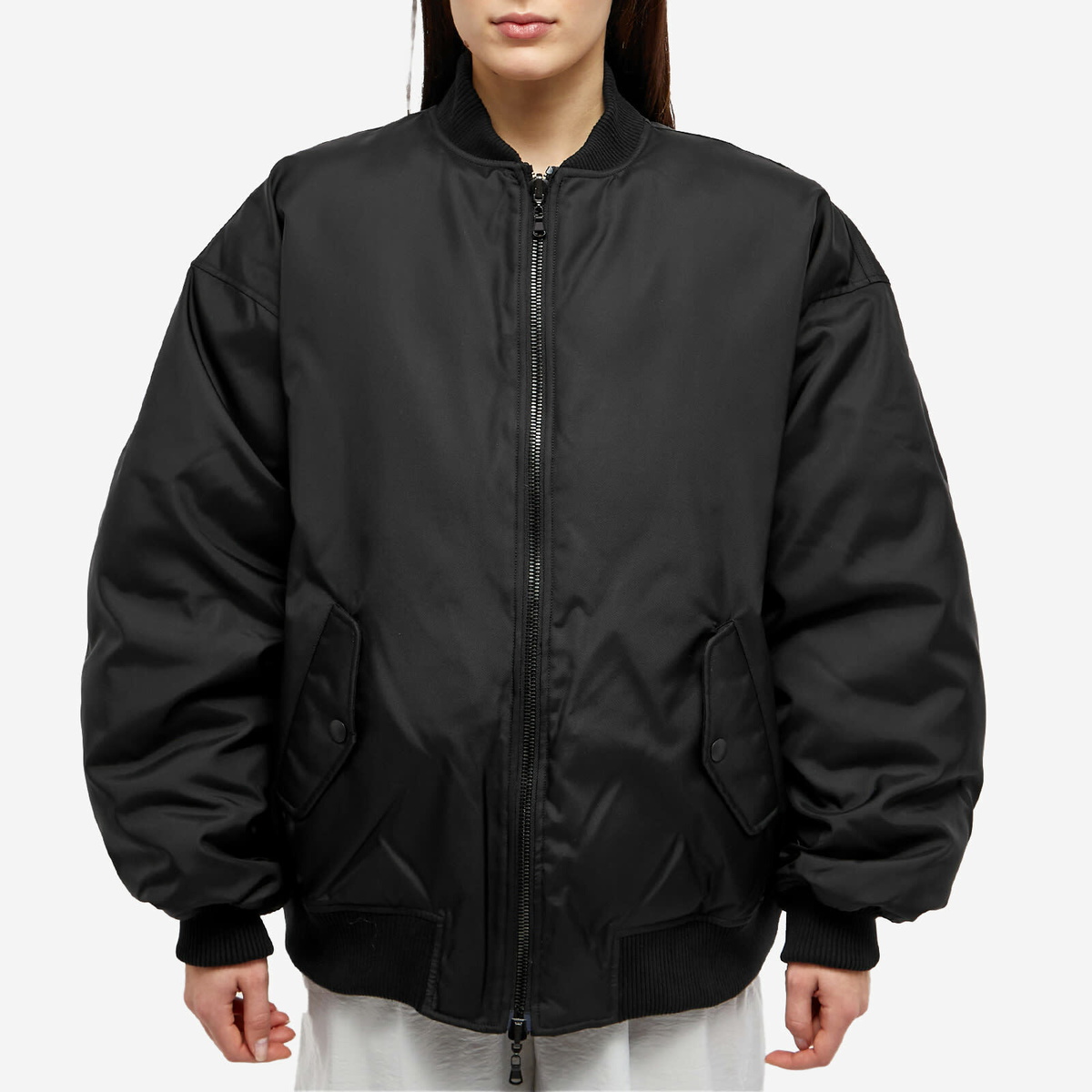 Wardrobe.nyc Women's Reversible Bomber Jacket in Black WARDROBE.NYC