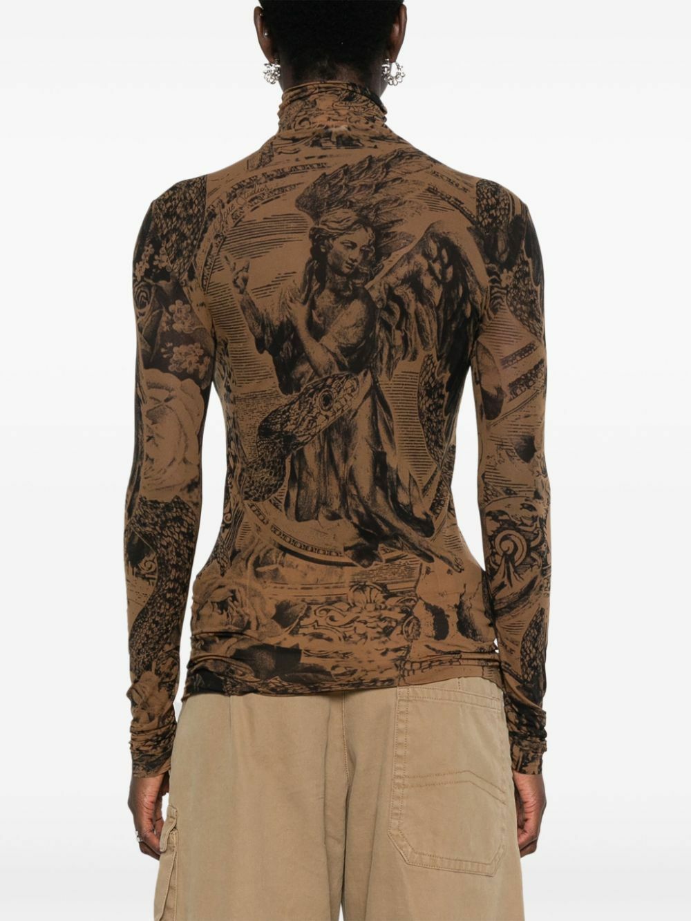 Acne Studios Brown Graphic-Print Seamless Top Acne Studios