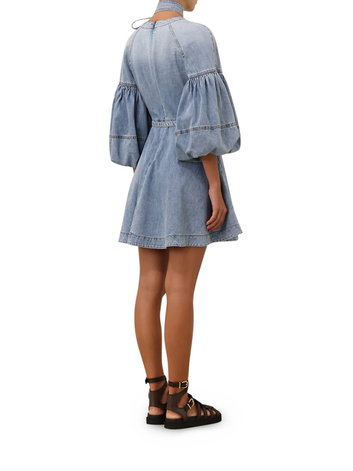 Zimmermann Mini Denim Dress With Neck Ties Zimmermann
