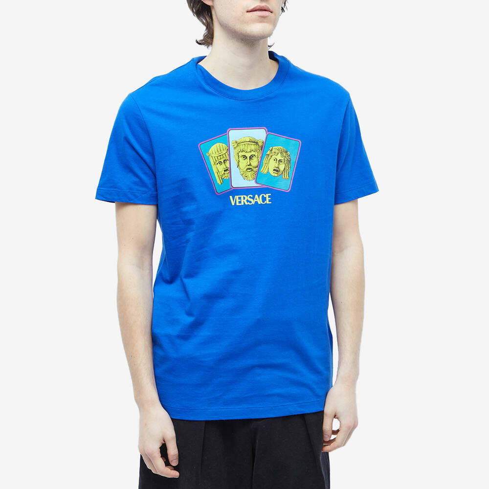 Versace Men's Greek Masks T-Shirt in Blue Versace