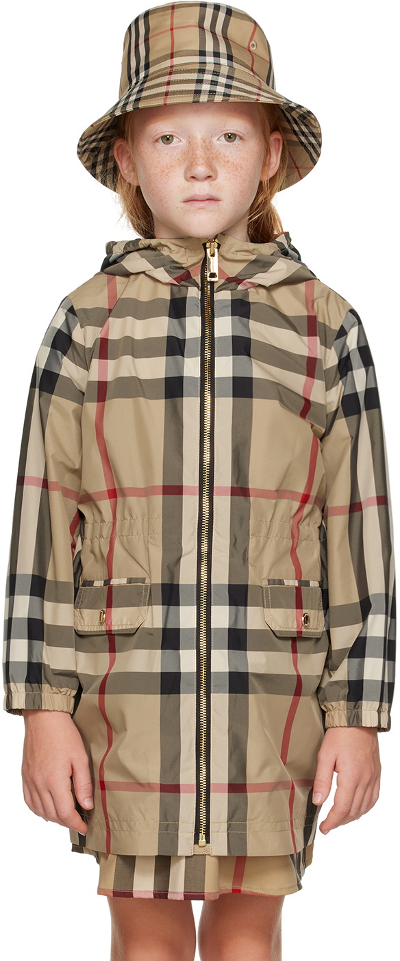 Burberry Kids Beige Check Coat Burberry