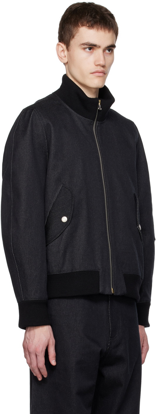 3MAN Black Flight Denim Bomber Jacket