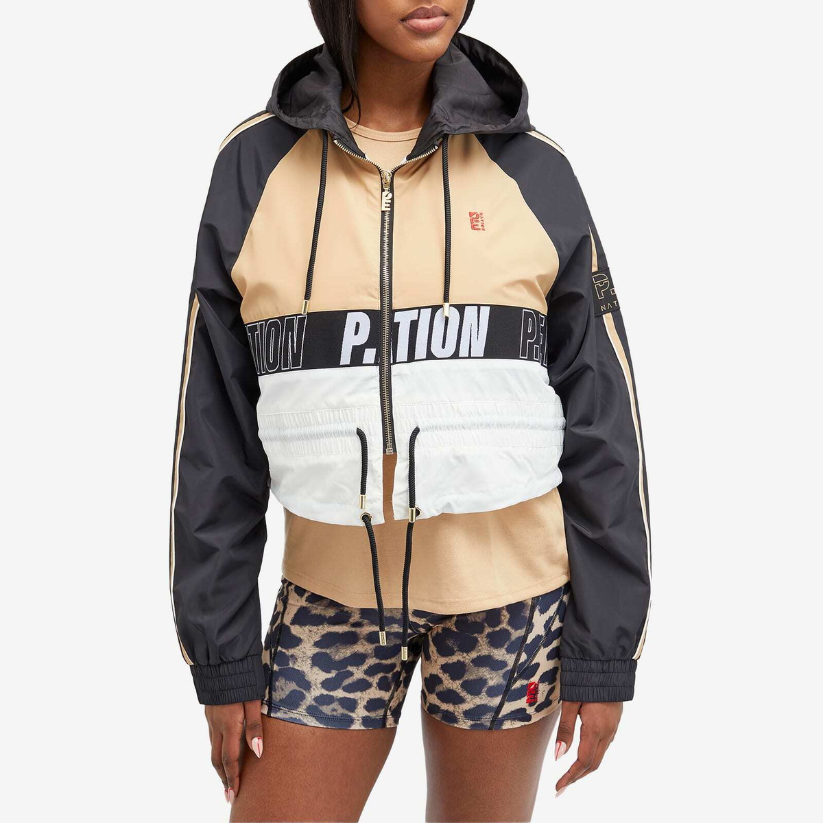 P.E Nation Women's Cropped Logo Jacket in Sand P.E Nation
