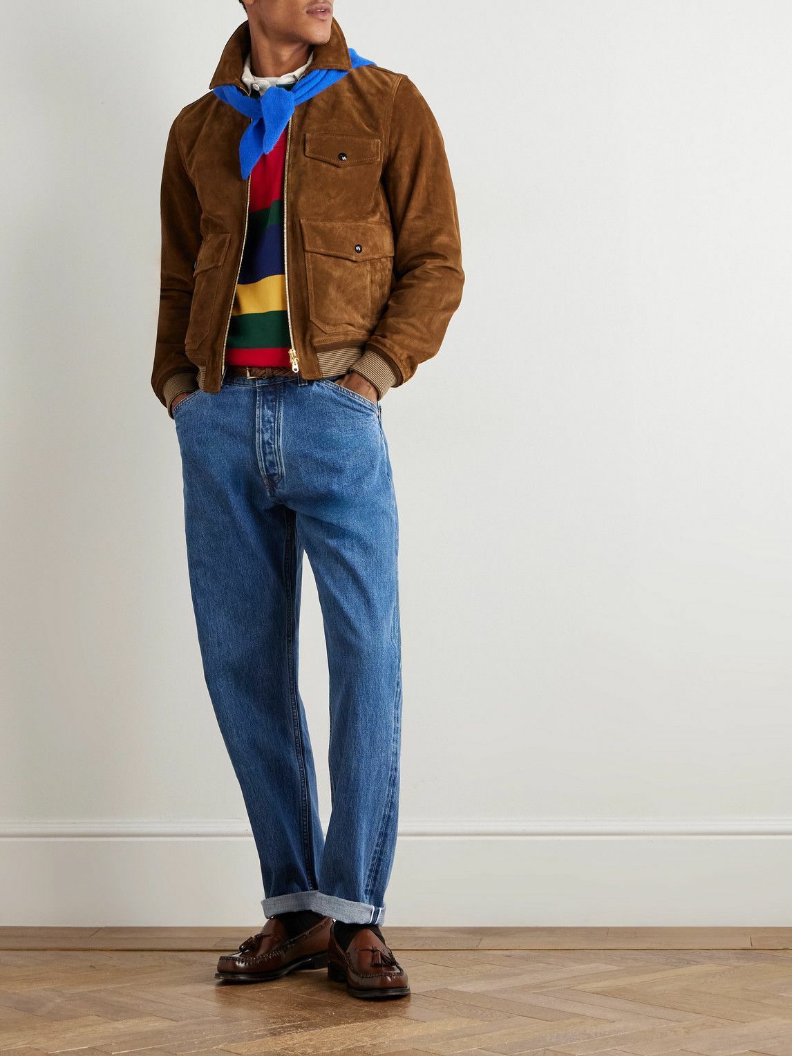 Drake's - A-2 Suede Jacket - Brown Drake's