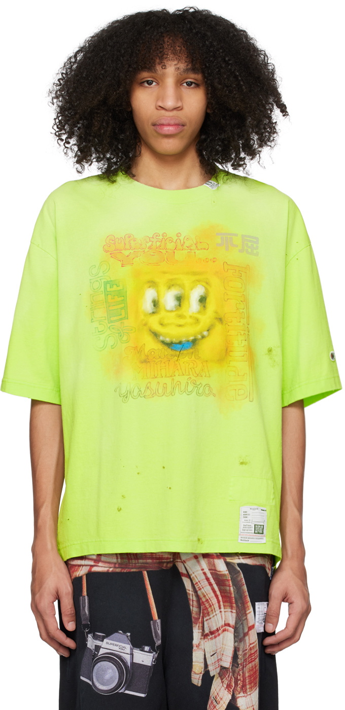 Miharayasuhiro Green Distressed T-Shirt Miharayasuhiro