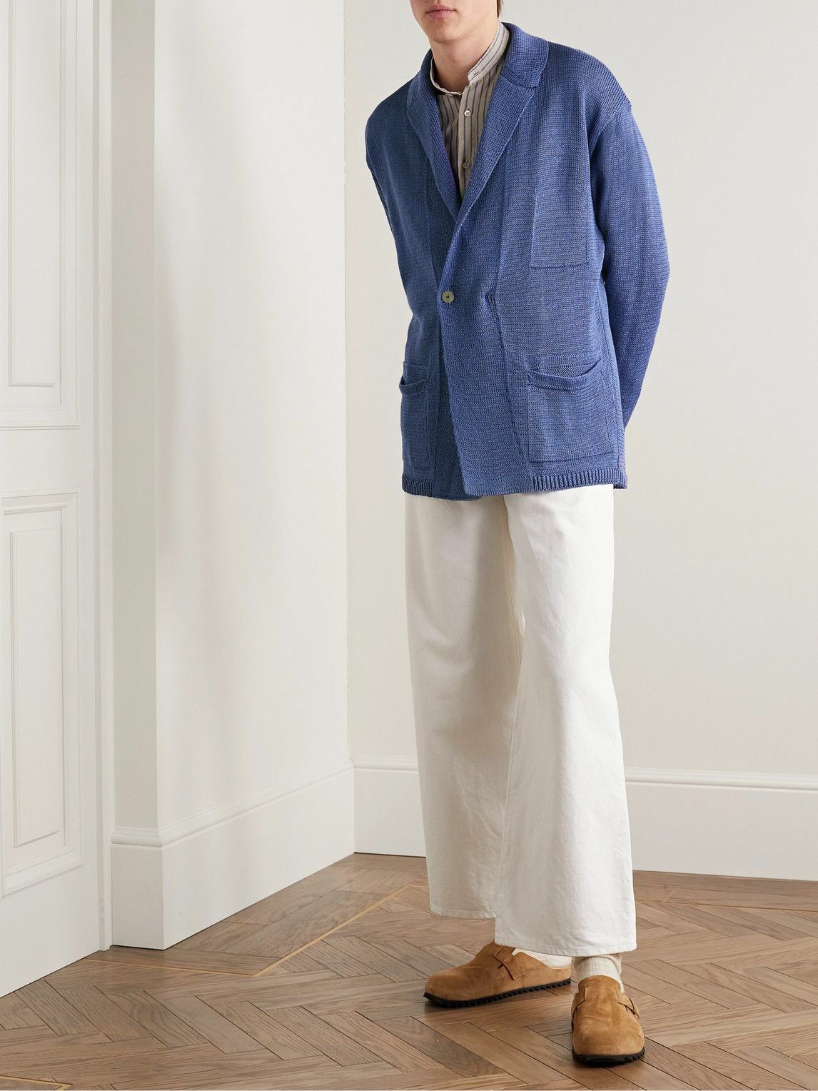 Inis Meáin - Relaxed Linen Cardigan - Blue Inis Meáin