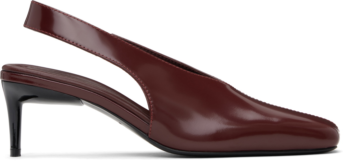 St. Agni Burgundy Square Toe Sling Back Heels St. Agni