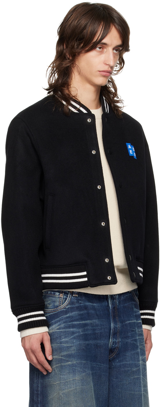 ADER error Black TRS Tag Varsity Bomber Jacket ADER error