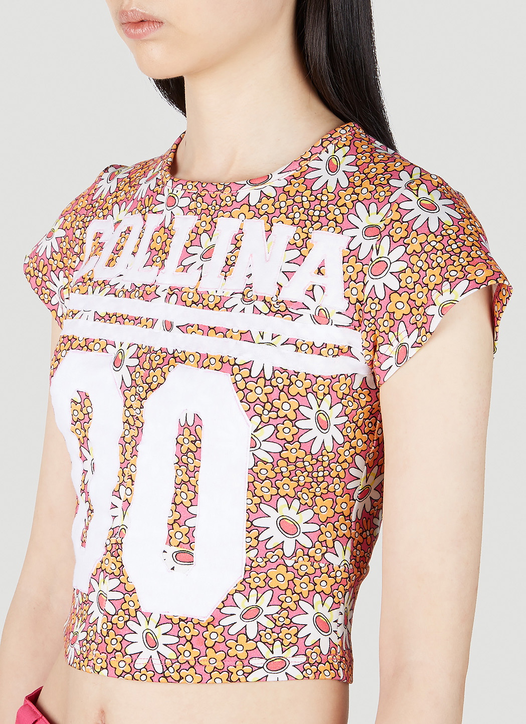 Collina Strada Logo Print Floral T-Shirt Collina Strada