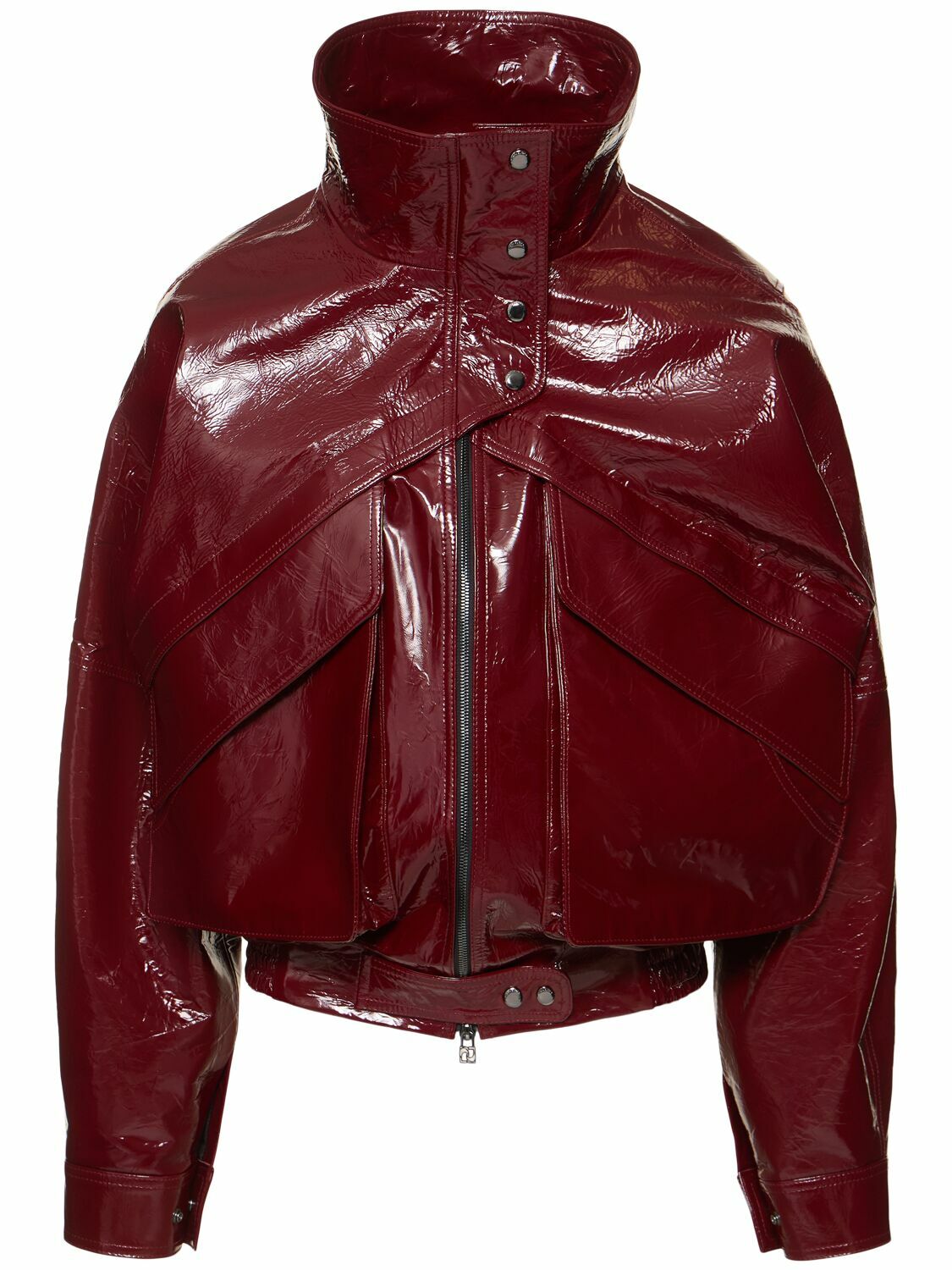 MAGDA BUTRYM Patent Leather High Neck Bomber Jacket Magda Butrym