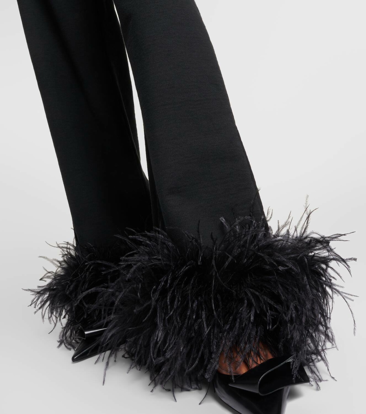 Prada Feather-trimmed cotton sweatpants Prada