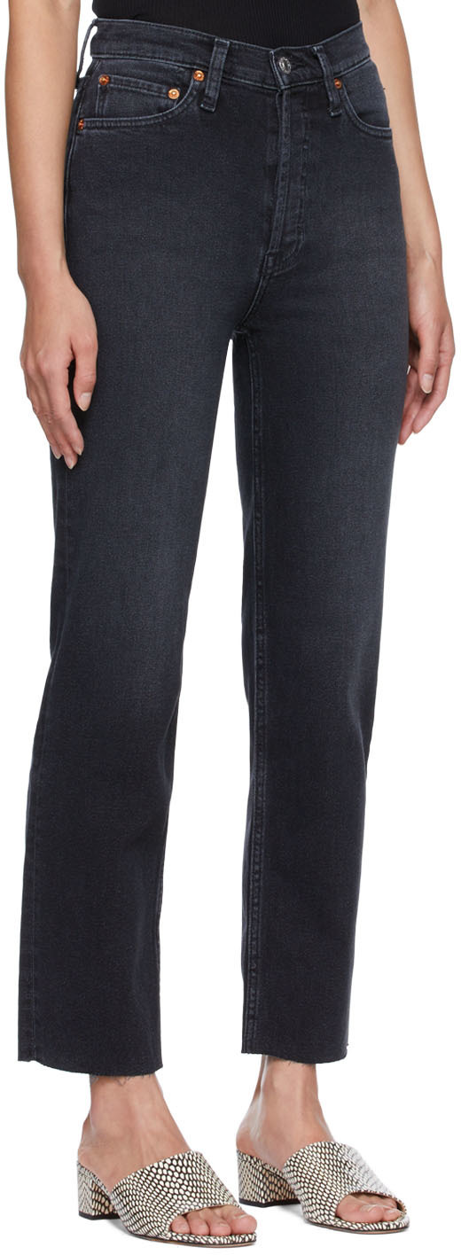 Re/Done Black 70's Stove Pipe Jeans Re/Done