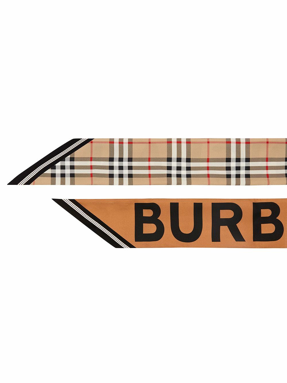 BURBERRY - Check Motif And Logo Silk Foulard Burberry