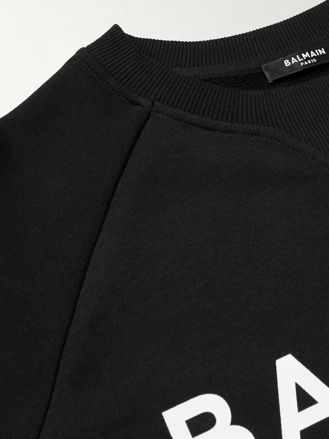 Balmain - Logo-Print Cotton-Jersey Sweatshirt - Black Balmain