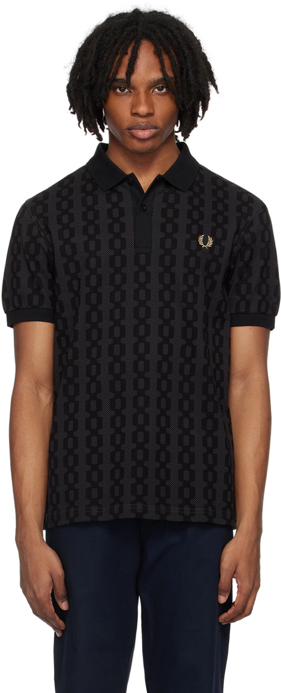 Fred Perry Gray Cable Print Polo Fred Perry