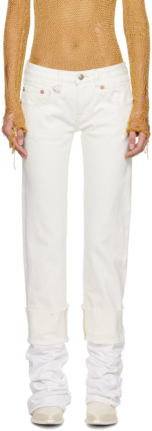 R13 White Cuffed Boy Jeans R13