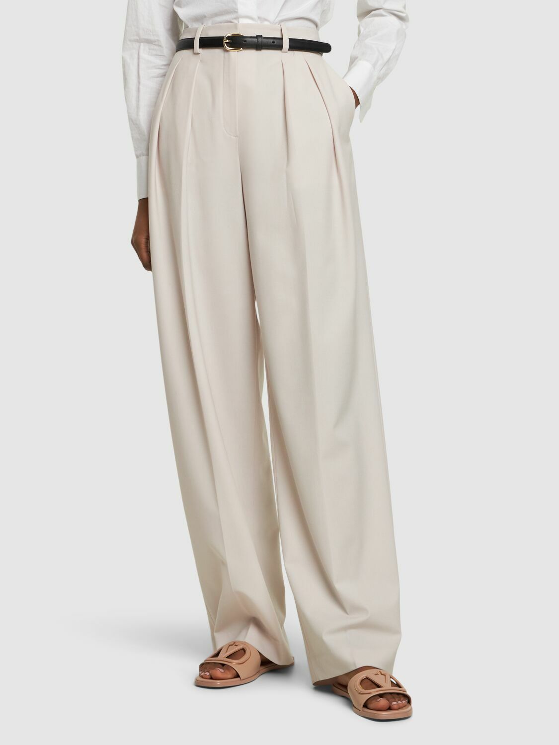 VALENTINO GARAVANI - V Logo Leather Slides Valentino Garavani